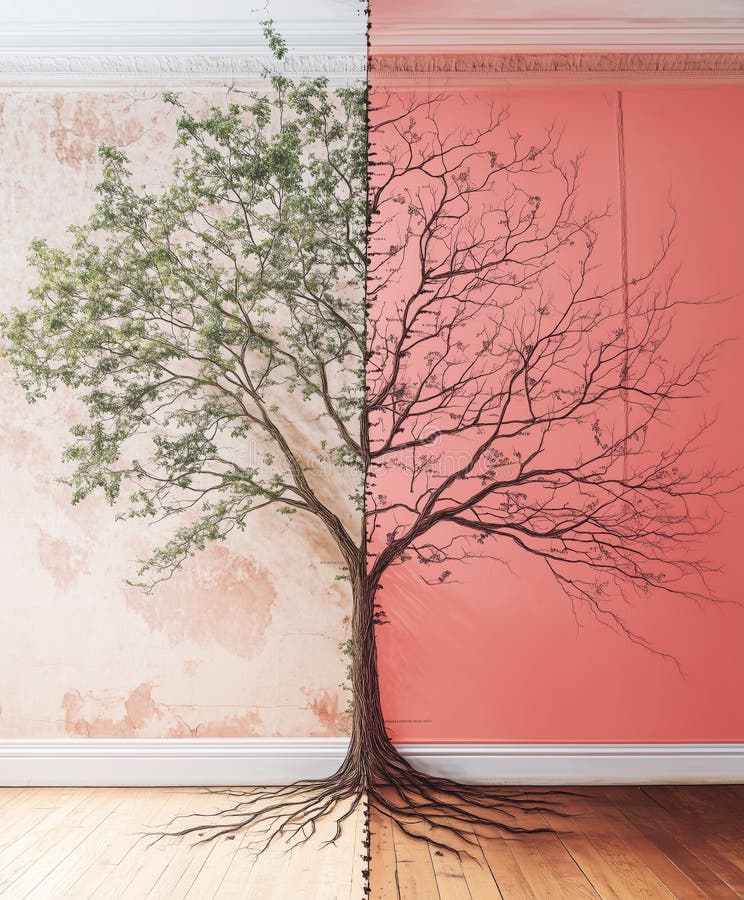 Artistic Tree Mural Blending Nature with Interior Design for a Striking ...