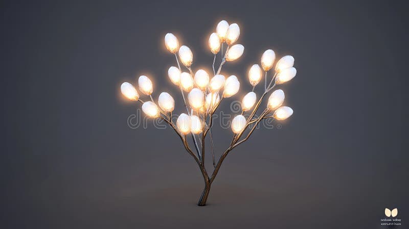Artistic Tree-shaped Lamp with Luminous Bulbs and Metal Branches ...