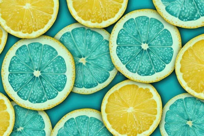 Artistic Turquoise Lemon Fruit Background. Generate Ai Stock ...