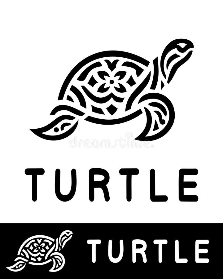 Artistic Turtle Logo Design with Intricate Patterns, Combining ...