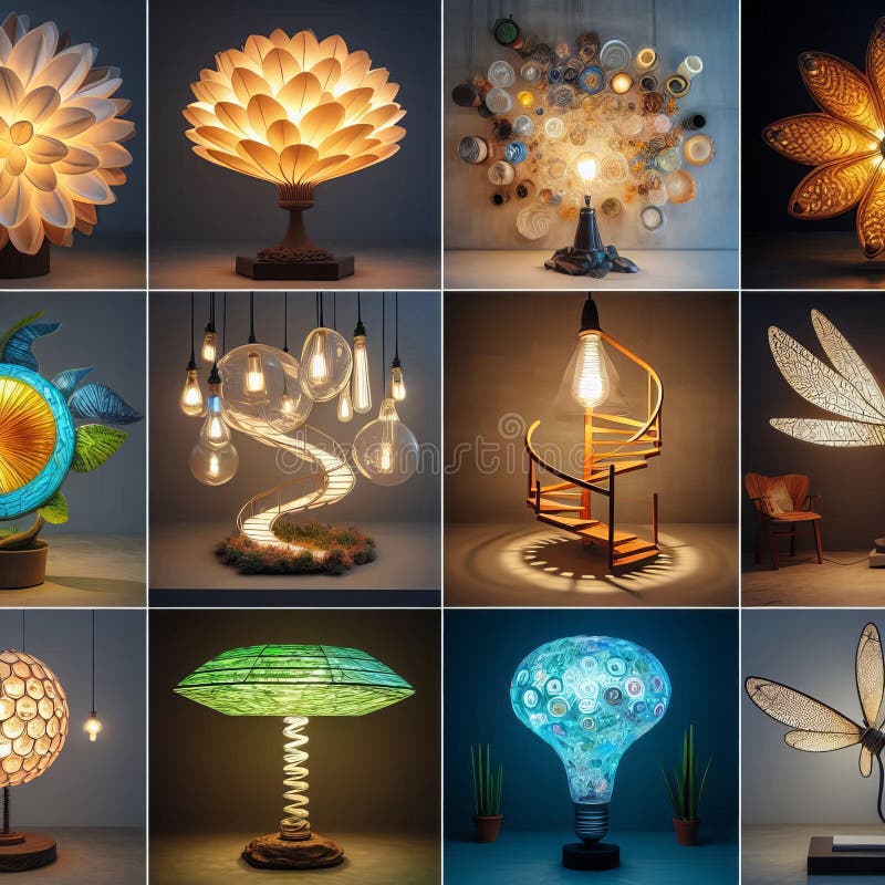 Artistic and Unique Lamp Designs Stock Illustration - Illustration of ...