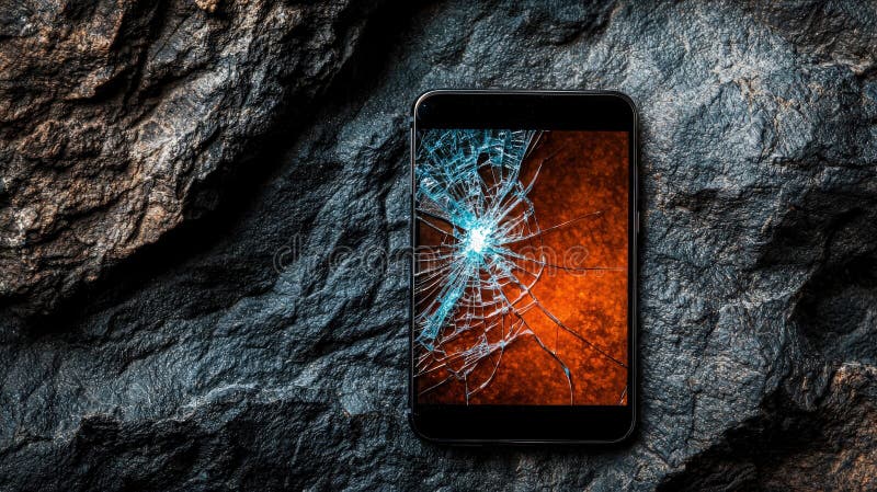 Artistic Urban Close-up of Cracked Smartphone Screen on Textured ...