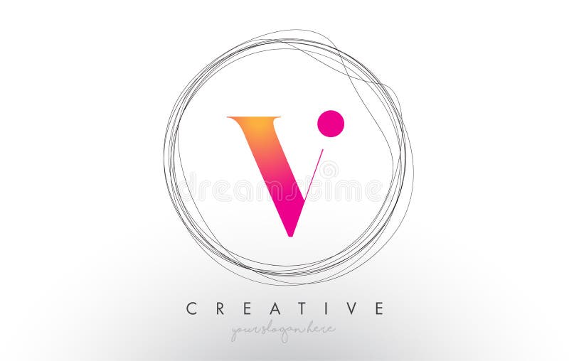 Artistic V Letter Logo Design with Creative Circular Wire Frame Around ...