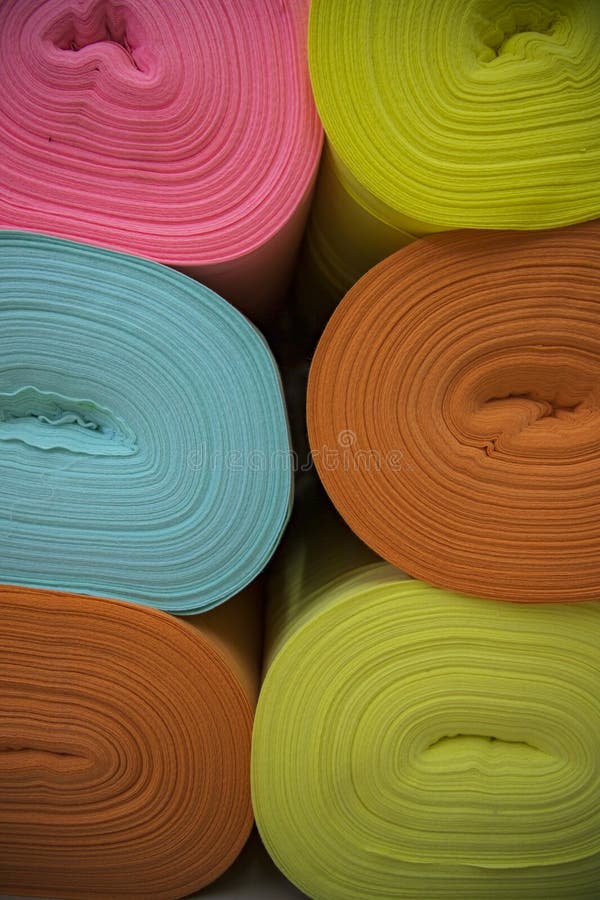 Artistic Variety of Shade Tone Colors Textile Fabrics Rolls Stacked ...