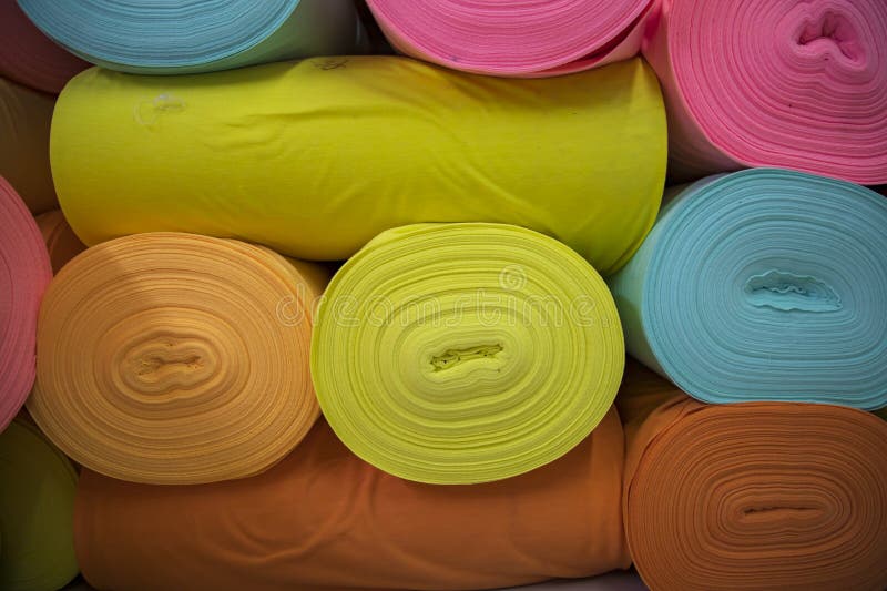 Artistic Variety of Shade Tone Colors Textile Fabrics Rolls Stacked ...