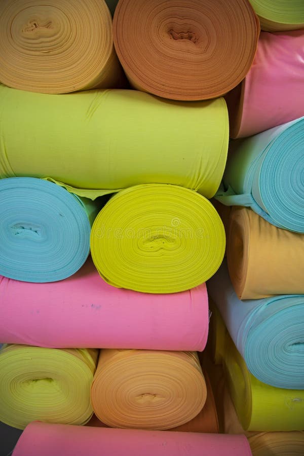 Artistic Variety of Shade Tone Colors Textile Fabrics Rolls Stacked ...