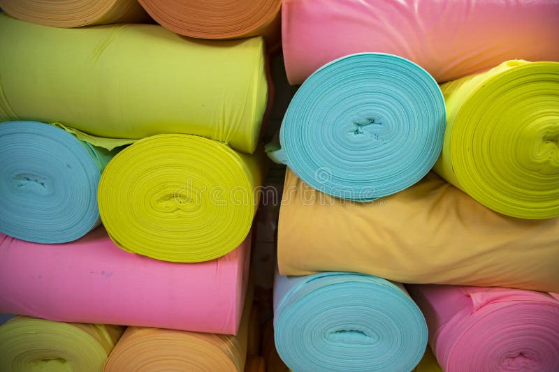 Artistic Variety of Shade Tone Colors Textile Fabrics Rolls Stacked ...