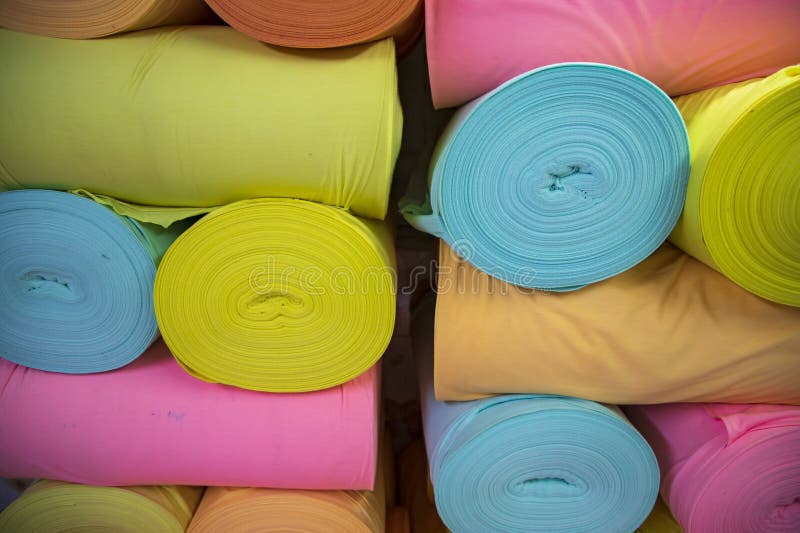 Artistic Variety of Shade Tone Colors Textile Fabrics Rolls Stacked ...