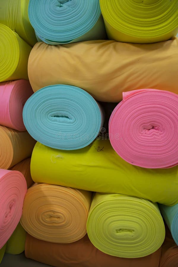 Artistic Variety of Shade Tone Colors Textile Fabrics Rolls Stacked ...