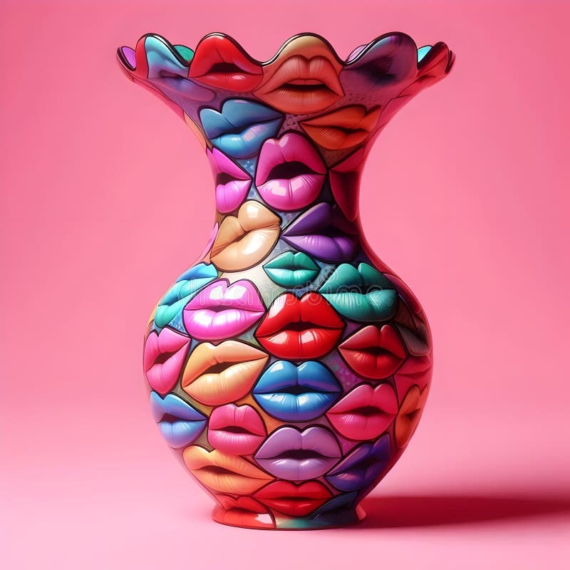 Vibrant Lip-Patterned Vase stock illustration. Illustration of cartoon ...