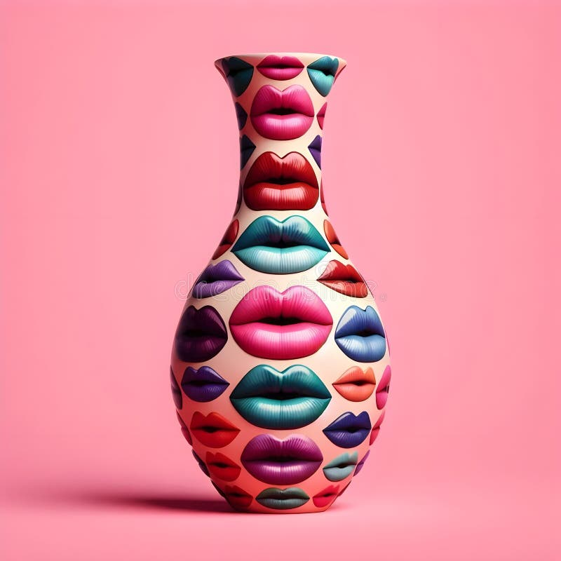Vibrant Lip-Patterned Vase stock illustration. Illustration of interior ...