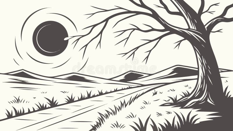 Ancient Tree with Cosmic Alignment Abstract Nature, Vector Design ...