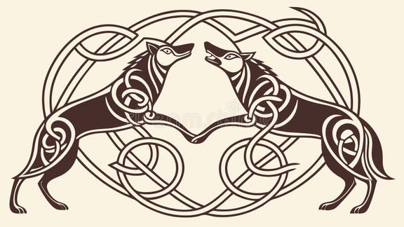 Two Wolves in Celtic Knot Design, Strength and Unity Vector Art, Vector ...