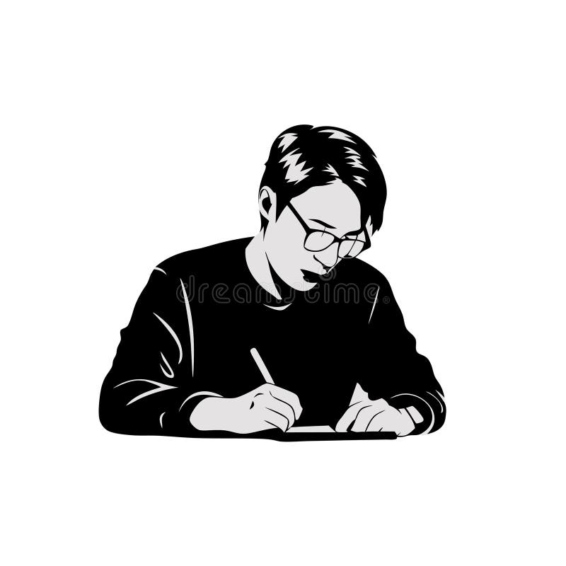 Artistic Vector Illustration of Person Writing in Notebook for ...