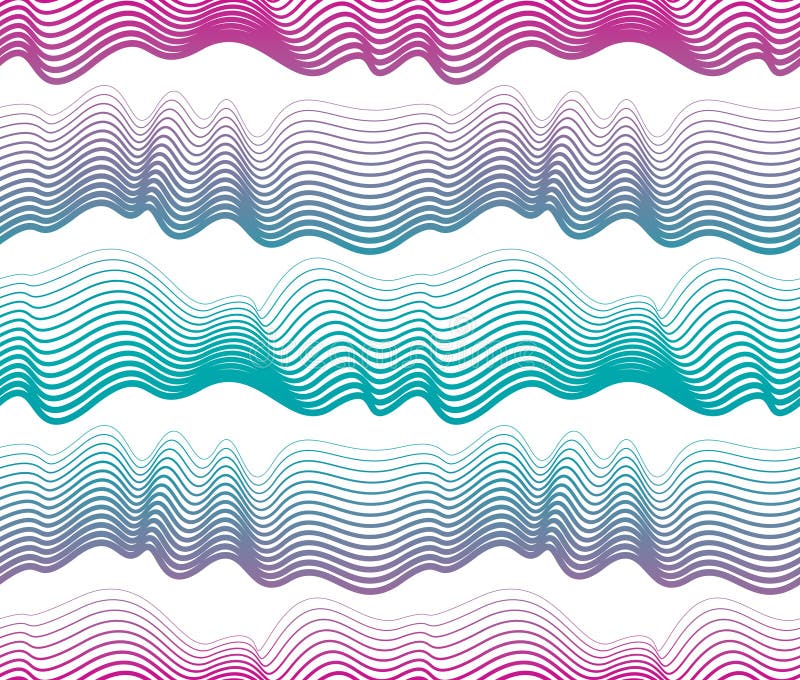 Artistic Vector Seamless Pattern With Stylized Multicolored Wave Stock