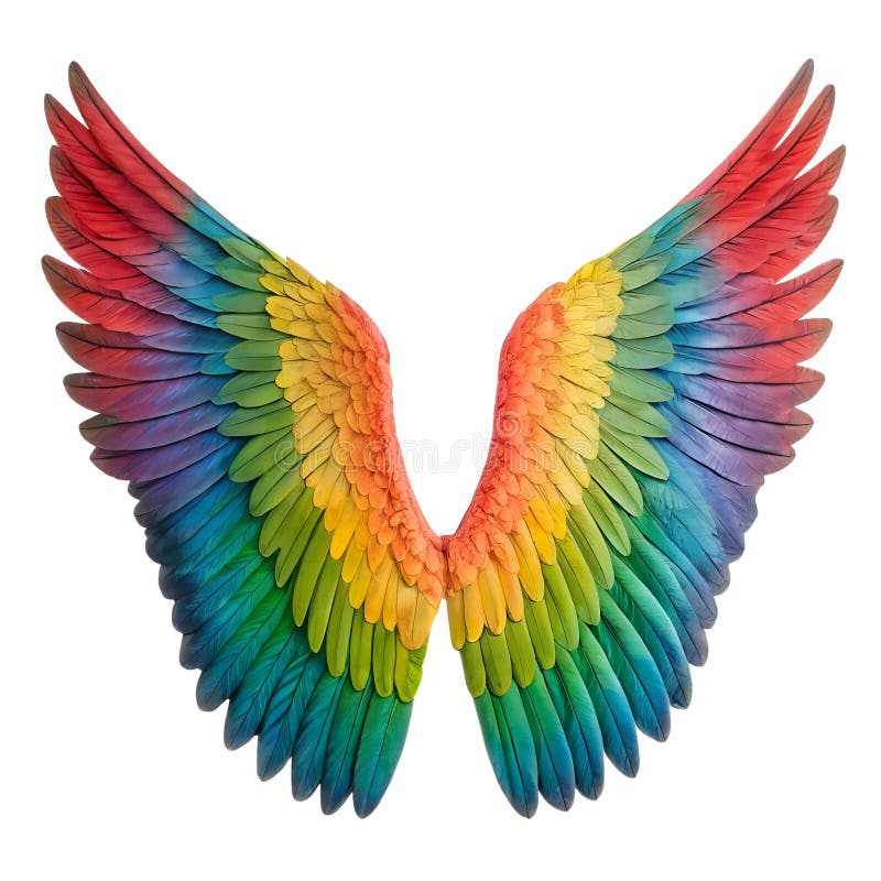 Artistic and Vibrant Wing Set with Gradient Colors Isolated on White ...