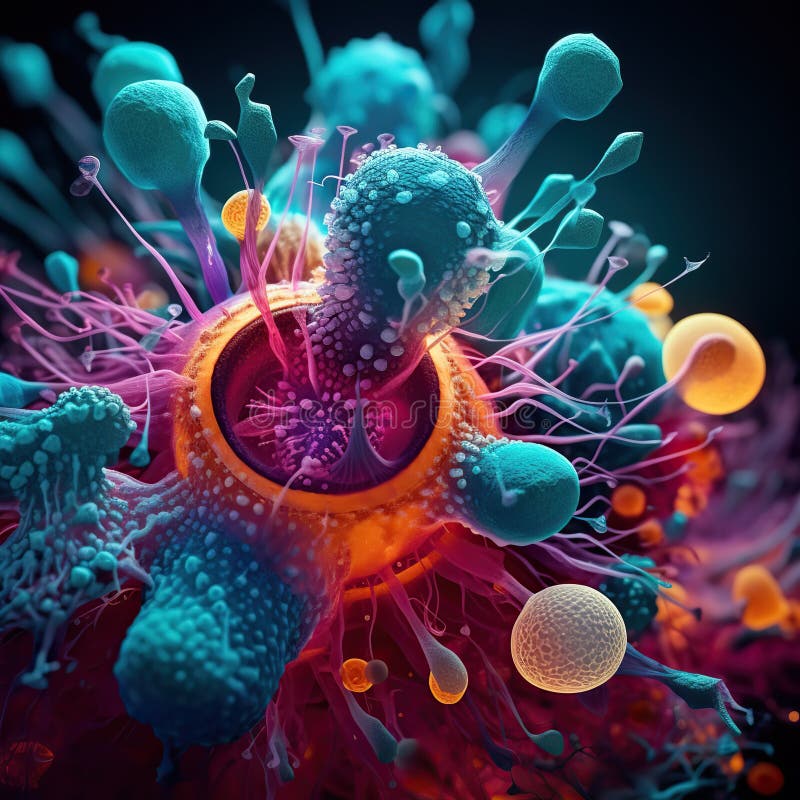 Artistic View of Colorful Objects Under Electron Microscope Stock ...
