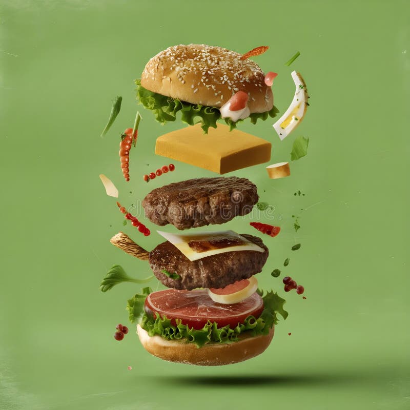 An Artistic View of a Deconstructed Burger Stock Illustration ...