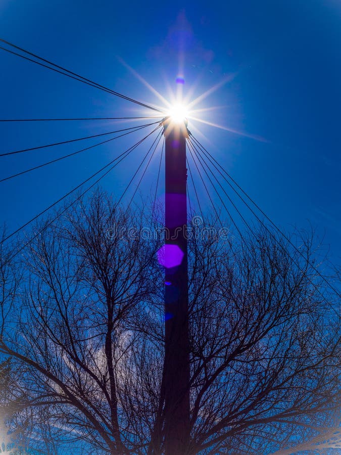 Artistic View of a Pillar with the Sun on the Top Stock Image - Image ...