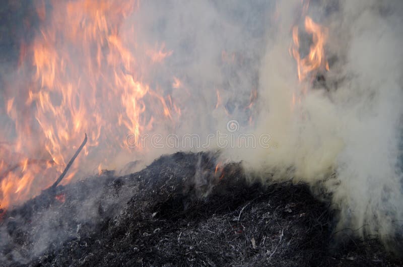 View of Flames, Smoke and Ashes. Stock Image - Image of action, shines ...