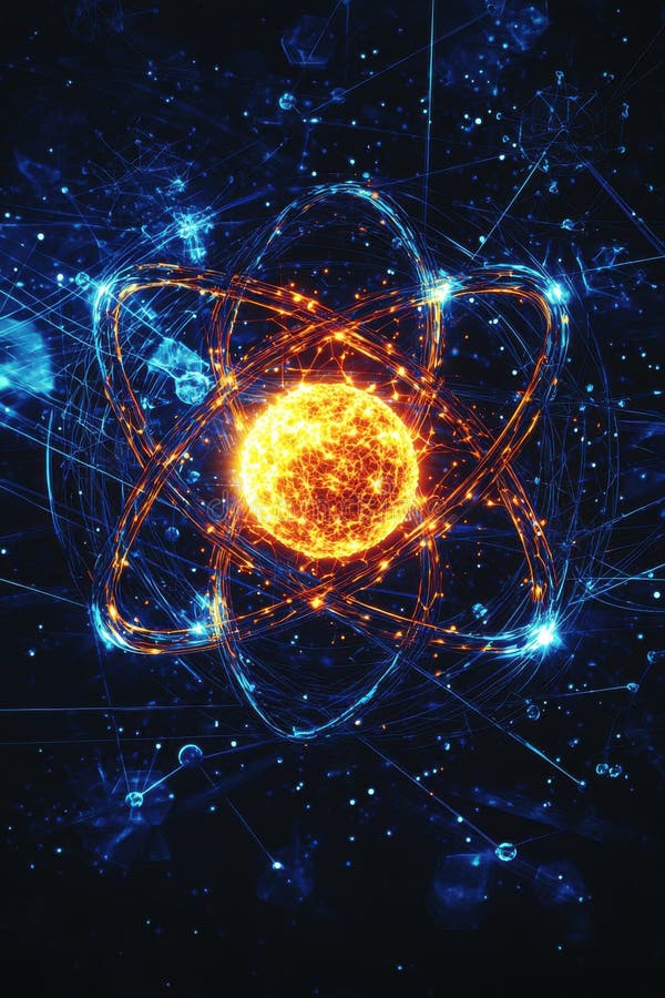 Artistic Visualization of an Atom with Vibrant Energy and Glowing ...