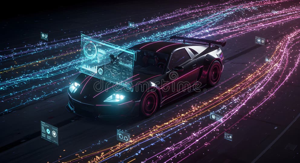 Futuristic Autonomous Vehicle Navigating a Digital Information Network ...