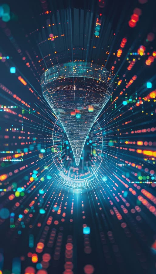 Artistic Visualization of a Digital Funnel Illustrating Big Data ...