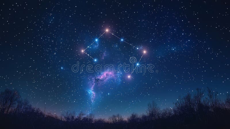 Artistic Visualization Gemini Constellation Illuminated Starry Night ...