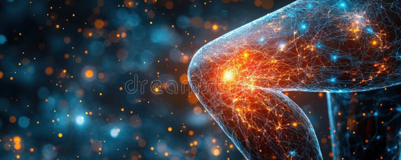Abstract Digital Representation of Knee Joint Pain with Vibrant Glowing ...