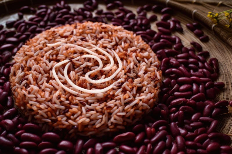 Artistic and Visually Stunning Macro Shot of Red Beans and Rice Forming ...