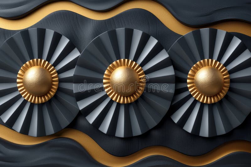 Artistic Wall Decor Featuring Layered Circular Patterns with Gold ...