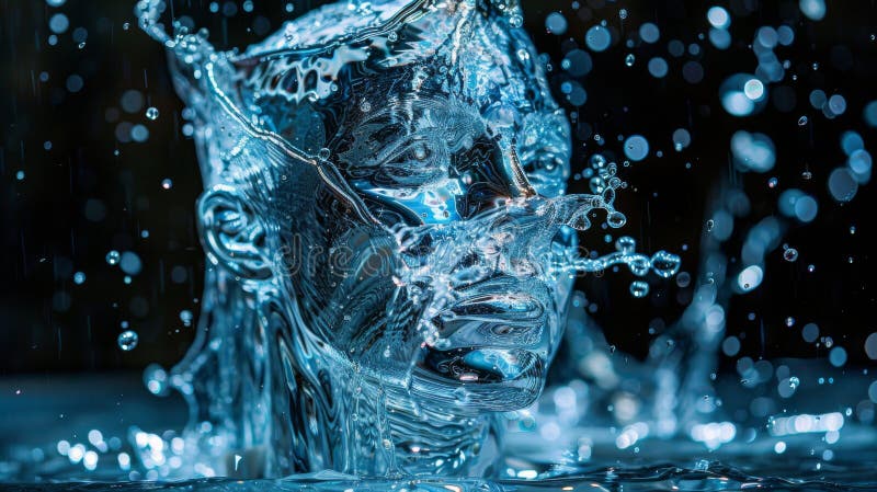 Artistic Water Splash Face Sculpture Stock Photo - Image of splash ...