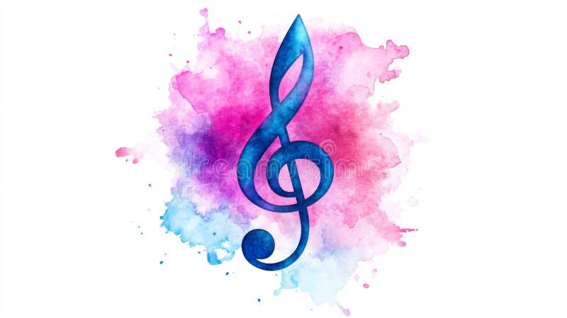 The Artistic Watercolor Background is Adorned with a G Clef and an ...