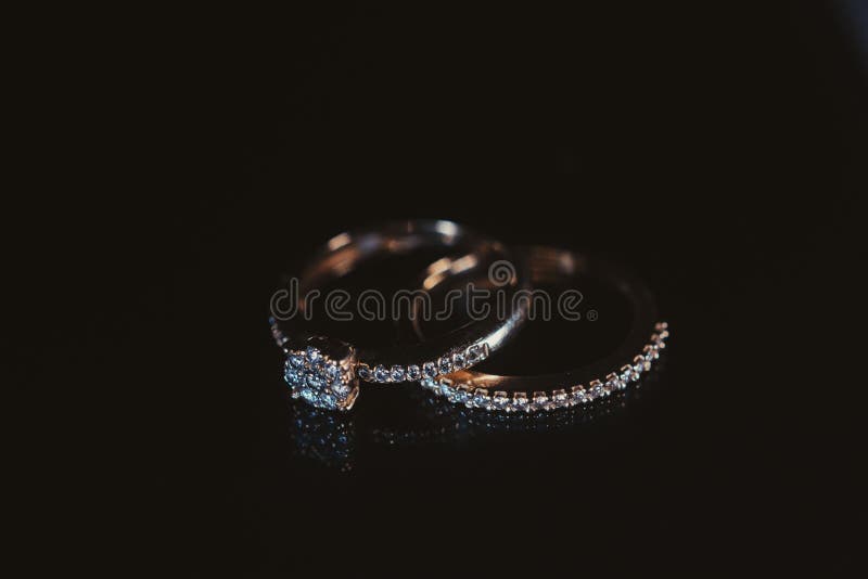 Artistic Wedding Ring and Engagement Ring Stock Photo - Image of ring ...