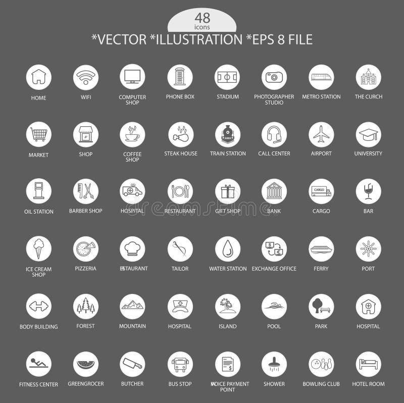 Artistic White Circle Icon Set, Vector Stock Vector - Illustration of ...