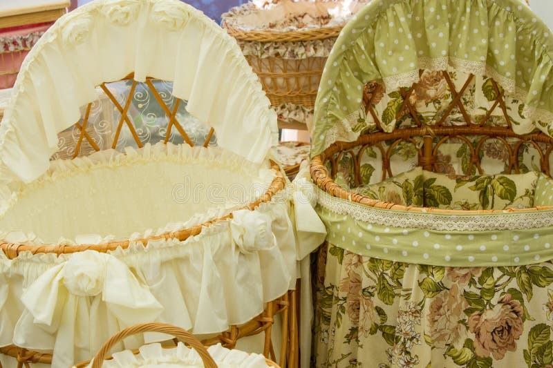Artistic Wickerwork Willow. Design Decoration., Crib for Baby Stock ...