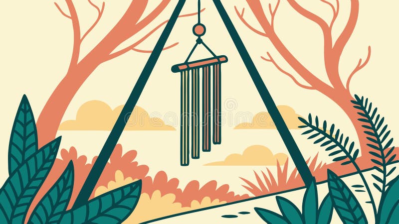 Artistic Wind Chimes within a Modern, Geometric Triangular Frame ...