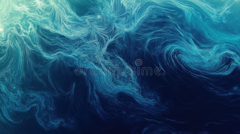 Artistic Wind Movement Visualization, Deep Blue and Turquoise Airflow ...
