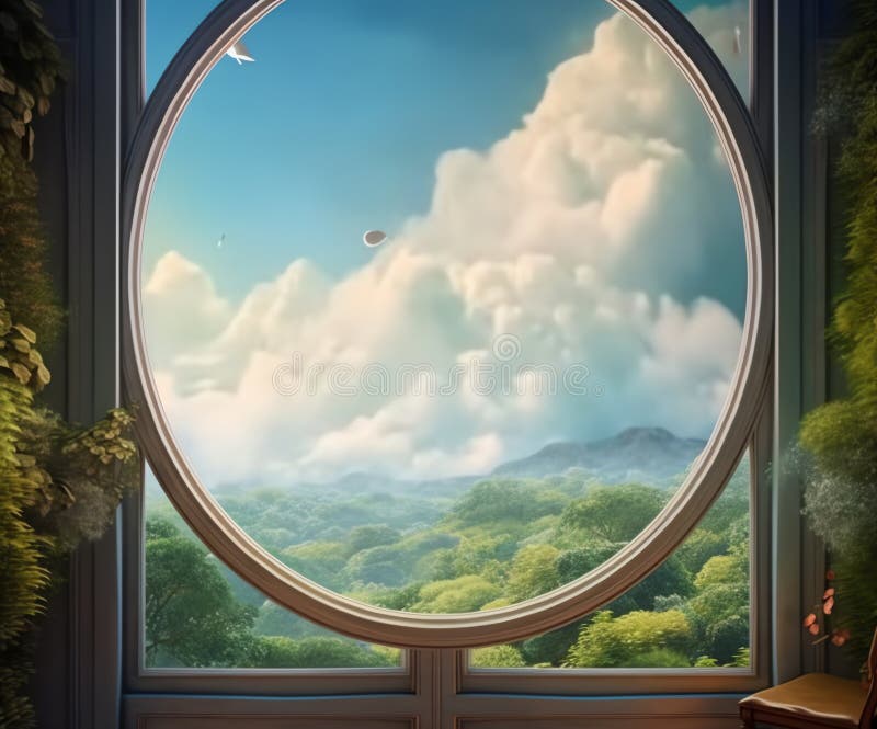 A Artistic Window with Beautiful Magical Landscape View Ai Generated ...