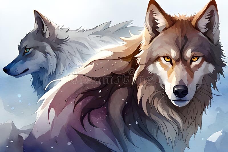Artistic Wolves Digital Illustration. Ai Generated Stock Illustration ...