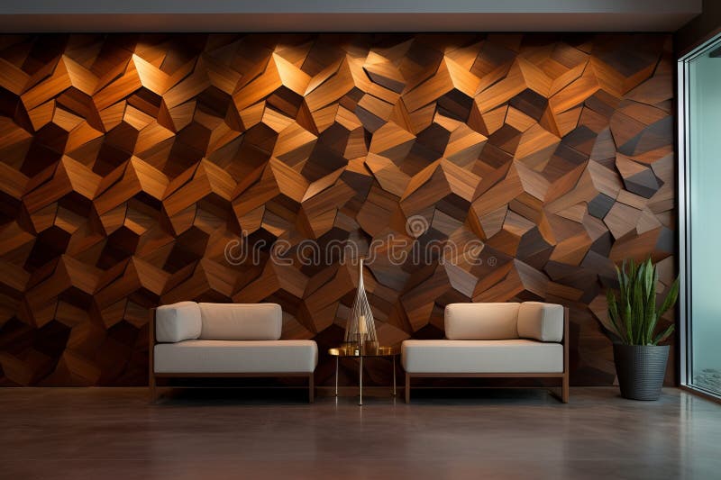 Artistic Wood Wall Design with Geometric Patterns Stock Illustration ...