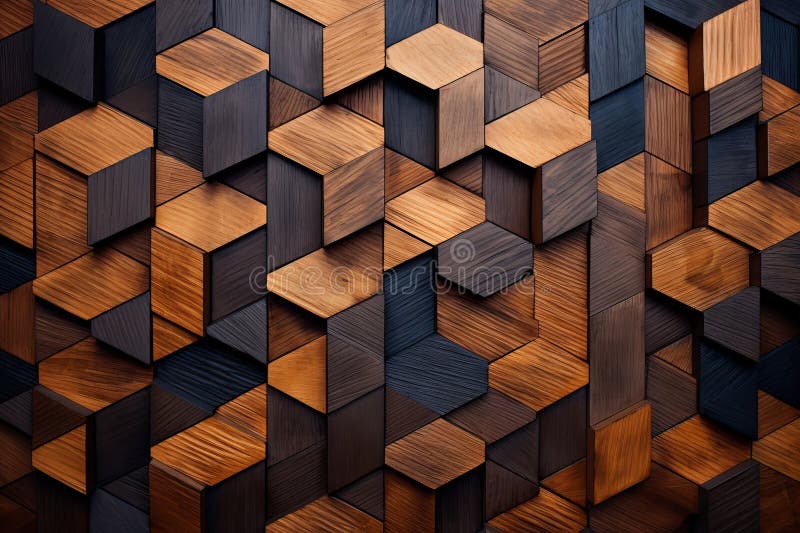 Artistic Wood Wall Design with Geometric Patterns Stock Illustration ...