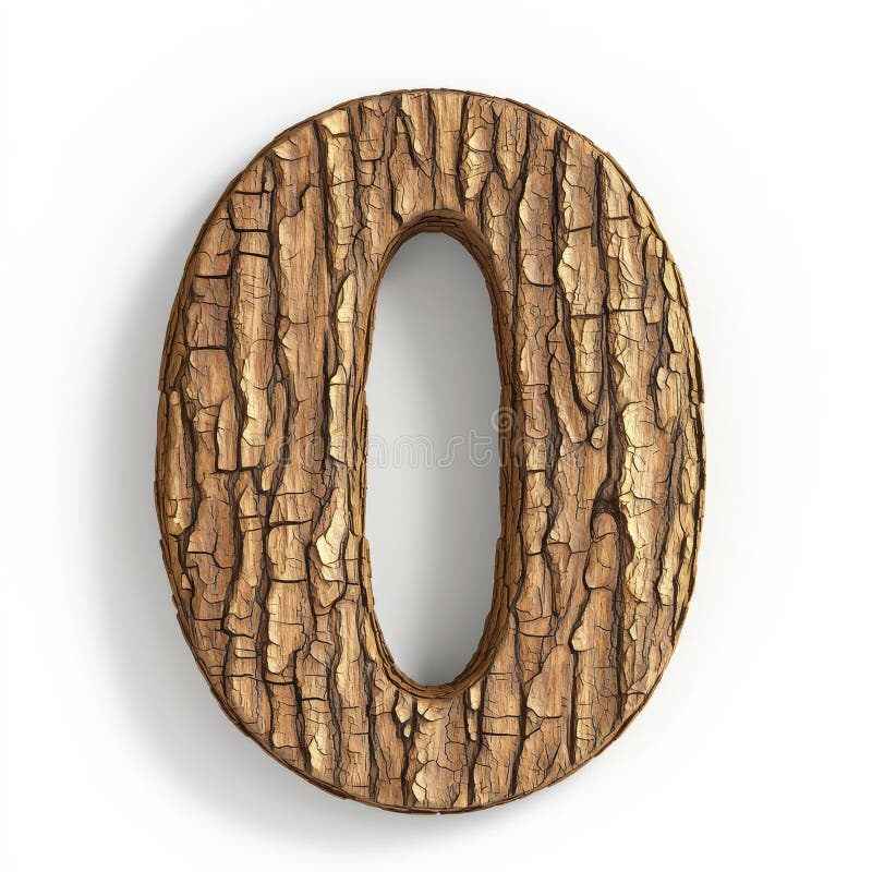 Wooden Carved Number Zero Textured Natural Art Design Element Stock ...