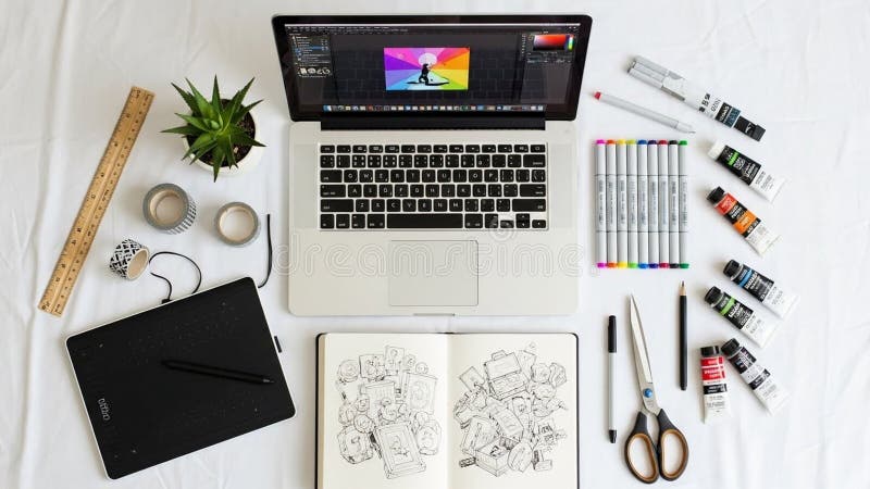 Artistic Workspace Setup Stock Illustrations – 7,456 Artistic Workspace ...