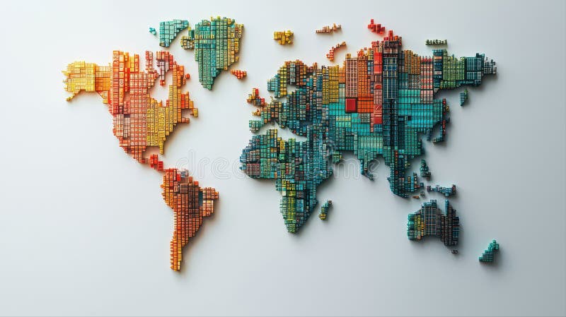 Artistic World Map Created Using Colored Pencils Showcasing Different ...