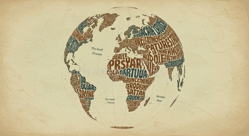 Artistic World Map Using Distorted Typography To Represent Continents ...