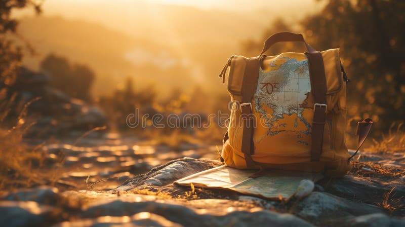 An Artistic Yellow Backpack with Abstract Patterns, Lying beside a ...