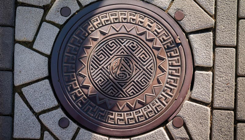 An Artistically Designed Circular Manhole Cover with a Geometric ...