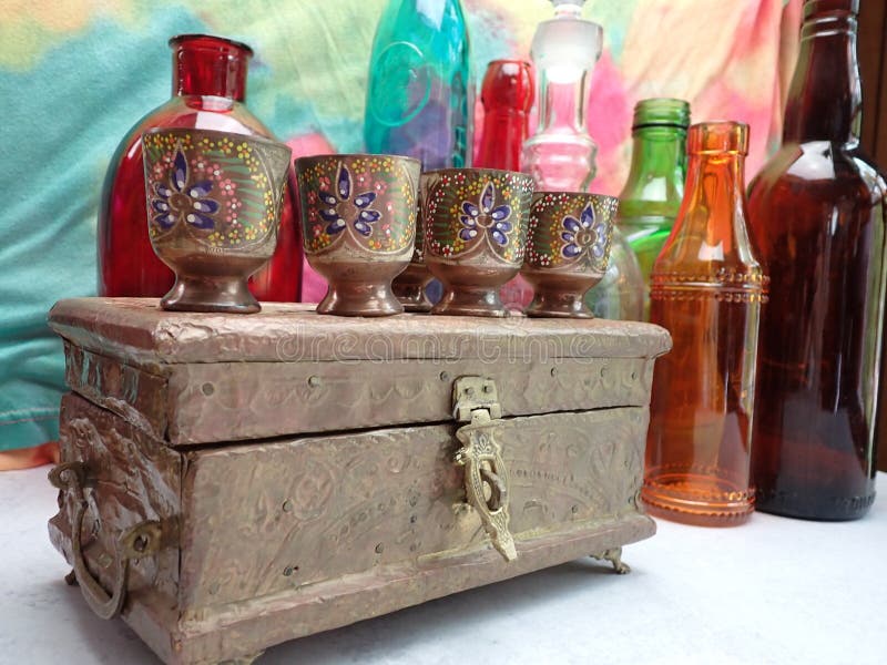 Artistically Designed Pattern on Copper Shot Glasses.. on Top of ...