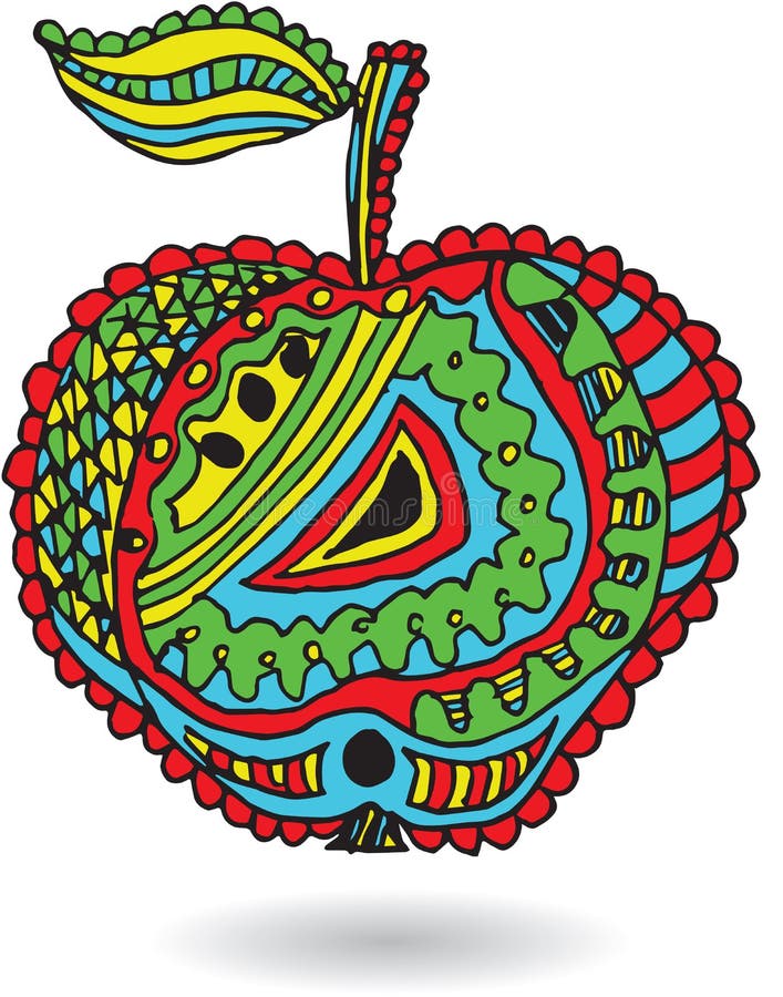 Artistically Drawn, Zentangle Stylized Apple Vector Illustration Stock ...